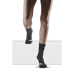 CEP Merino Wool Hiking Mid-Cut Socks, Stonegrey/Grey, Women, II (SM)