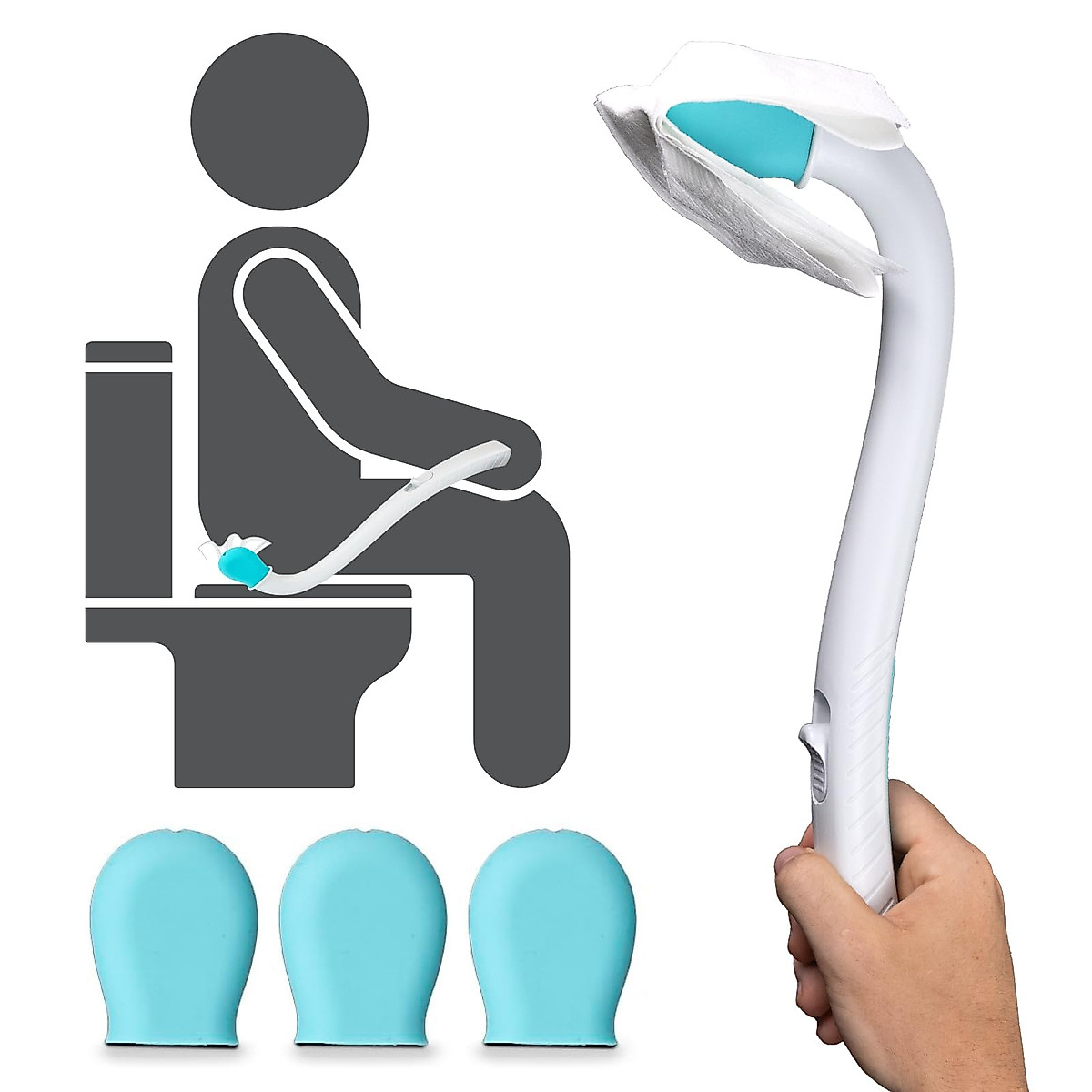 Vive Toilet Aids for Wiping Bottom - Bum Wipe Wand Assist Tool for Toileting - 15" Long Reach Comfort Wiper for Obese, Bathroom Extender - Handicap Assistance for Personal Hygiene for Adults, Seniors
