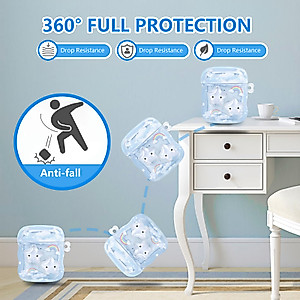 Mainrenka Cute Clear Airpod Case with Love Heart Keychain Compatible with Kawaii Star Airpods 2nd/1st Generation Case Cover for Women Girl