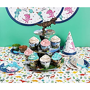 Dinosaur Cupcake Stand 3 Tier Cupcake Stand for Boys Dinosaur Birthday Party Cardboard Cupcake Stand for 24 Cupcakes