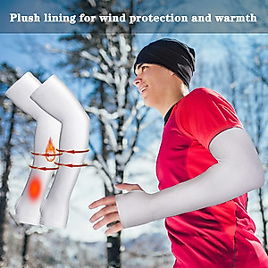 Skylety 2 Pairs Arm Sleeves Warmer Cycling Thermal Arm Warmer Arm Sleeves Arm Winter Cover with Thumb Holes for Men Women (Black, White, X-Large)