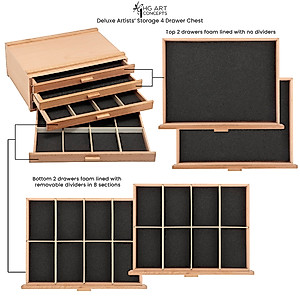 HG Art Concepts Artists Storage Chests - Premium Studio Organizer for Paint Tubes, Brushes, Pencils, Markers, & More! - 3 Drawer & 4 Drawer
