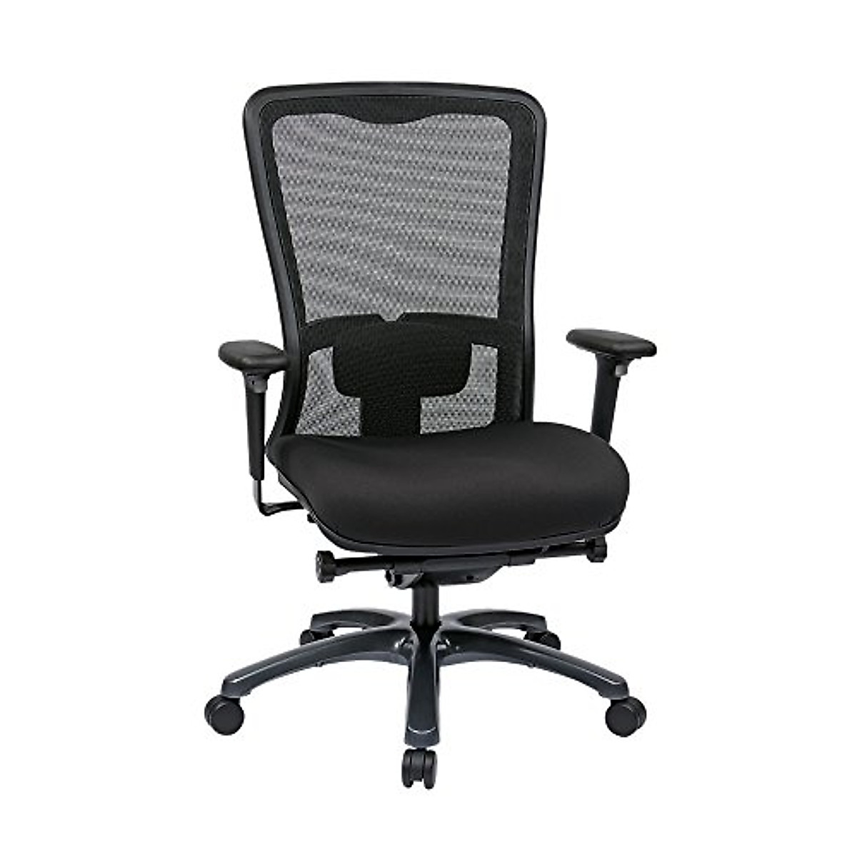 Office Star ProGrid High Back Professional Manager's Office Chair with Breathable Mesh and Adjustable Lumbar Support, Titanium Finish Base with Coal FreeFlex Fabric