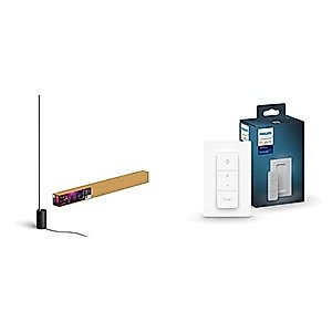 Philips Hue Gradient Signe Floor Lamp, Compatible with Alexa, Apple HomeKit and Google Assistant, Black + Philips v2 Smart Dimmer Switch and Remote, Smart Home, Philips Hue Smart Lights White