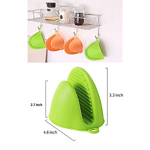 OTTOPT Mini Oven Gloves, Silicone Heat-Resistant Finger Mitts, Anti-Scalding and Non-Slip Food Grade Silicone Gloves for Kitchen Cooking, Baking and Grilling, 2 Pairs (Black and Light Gray)