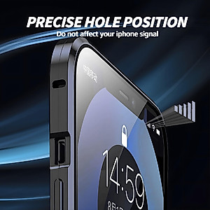 iPhone 14 Pro Max Privacy Case with Camera Lens Protector, Tempered Glass Cover, Anti-Spy Screen, 360 Degree Double-Sided Tempered Glass Metal Bumper Case, Black