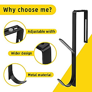 Wehhbtye Adjustable Double Coat Hooks,Thick Cubicle Wall Coat Hook,Metal Over The Panel Double Hook Adjusted to Fit 1.35 to 3.5 Inch Thickness Panels for Wall Panel (2pcs)