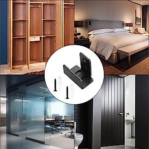 Sliding Barn Door Bottom Floor Guide, 4 Pcs U Shape Sliding Barn Door Hardware, Black Adjustable Floor Guide Wall Mount & Flush Flat Bottom Design for Door Cabinet, Up to 1-7/16" W 1-7/8" H
