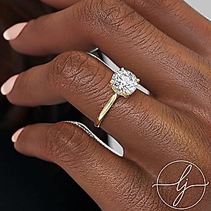 6.50MM Moissanite Engagement Wedding Ring for Women Classic 4-Prong Engagement Ring Graduated Side Stones Promise Bridal Ring Hidden Halo ring 925 Silver bridal sets wedding rings Customized Ring For Her (Yellow, 3)