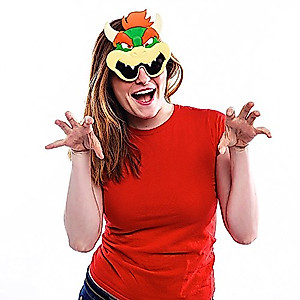 Sun-Staches Nintendo Bowser Sunglasses Costume Accessory UV 400 Lenses with Teeth and Signature Green Mask One Size Fits Most