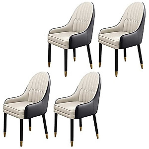 BAYCHEER Leather Contemporary Home Side Chair Parsons Chair of 21'' Wide Chairs - Black-White Set of 4