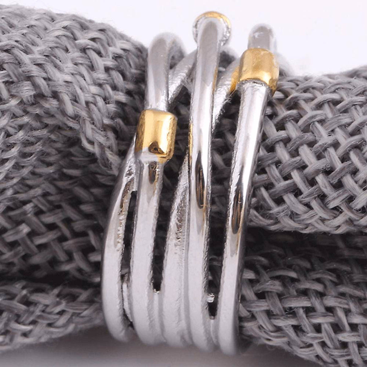 Jude Jewelers Retro Vintage Stainless Steel Silver Gold Two Tone Waved Braided Wrap Statement Ring (Silver Gold, 9)