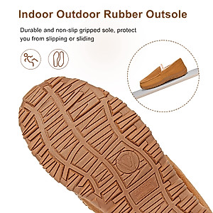 festooning Slippers for Men Mens Moccasin Slippers Fuzzy Memory Foam House Shoes Indoor Outdoor Rubber Sole Beige 10M