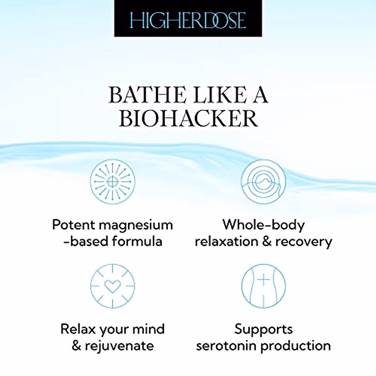 HigherDOSE Serotonin Bath Salt Soak: 32 oz Bath Soak with Magnesium Based Formula, Essential Oils, and Apple Cider Vinegar, Support Your Serotonin Levels and Nourish Your Nervous System