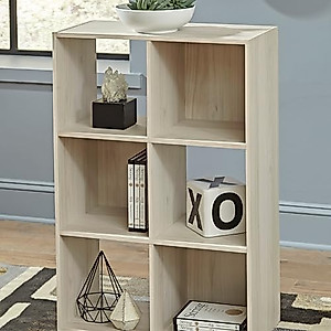 Signature Design by Ashley Socalle Modern 6 Cube Storage Organizer or Bookcase, Whitewash