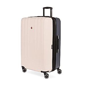 SwissGear 8028 Hardside Expandable Spinner Luggage, Pink/Dark Grey, Checked-Large 28-Inch