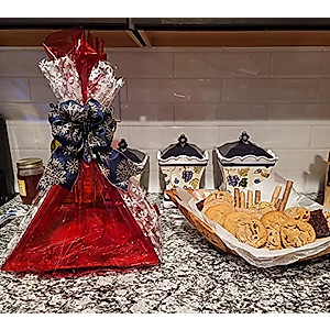 2 Rolls Red & Green Cellophane Wrap Roll- (17 in. Wide x 100ft. Long x 2.3 Mil Thick) - Cellophane Roll for Christmas Gift Basket Wrap - Plastic Wrap for Decorations, Treats, Christmas Tree W