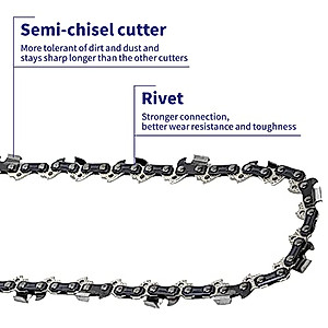 Abroman 2 Pack 8 inch Chainsaw Chain 3/8" LP Pitch - .043" Gauge - 34 Drive Links Replacement Chain for Black & Decker LPP120, LPP120B Poulan Remington Ryobi RY43160 WORX WG310 Pole Saw