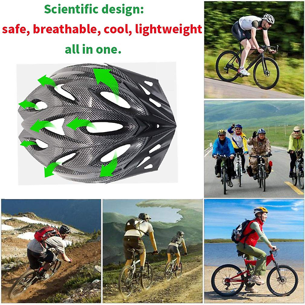 Adult Bike Helmet, Lightweight Cycling Helmet, Bicycle Helmet Adjustable Size Ultralight Specialized for Mens Womens Safety Protection ES-022