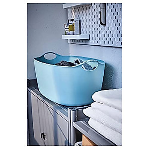 TORKIS Flexible Laundry Basket, Durable Plastic and Has 2 Sturdy Handles In/Outdoor Blue 9 Gallons