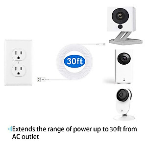 MOYEEL 30Ft Power Extension Cable for Wyze Cam/Wyze Cam Pan, Blink XT Cam,Power Charging for Home Security Camera