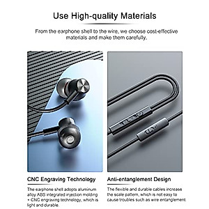 Wired Earbuds with Microphone,3.5MM in-Ear Earphone Noise Isolated&Volume Control for Sports Running Workout Compatible for Laptop & Desktop Computers, Game Players and Other Audio Players 8.2FT