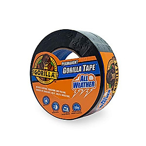Gorilla All Weather Outdoor Waterproof Duct Tape, UV and Temperature Resistant, 1.88" x 25 yd, Black, (Pack of 1)