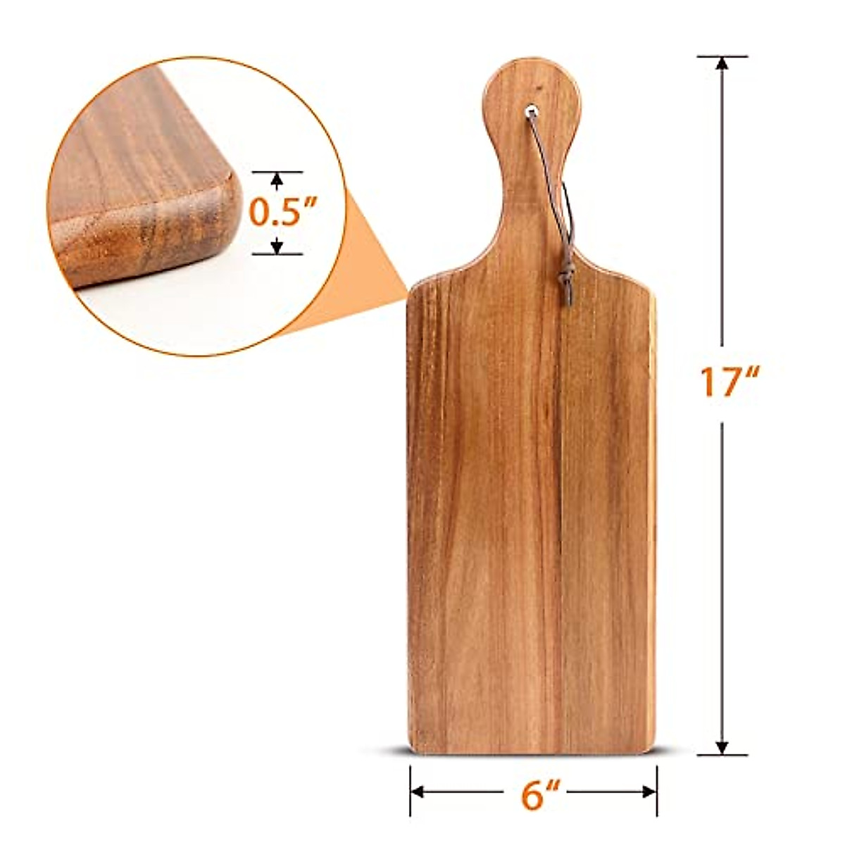 HOMEXCEL Acacia Wood Cutting Board for Kitchen,Cutting Board with Handle,Chopping Board 17"X6"for Meat, Cheese, Bread, Vegetables,Fruits and More