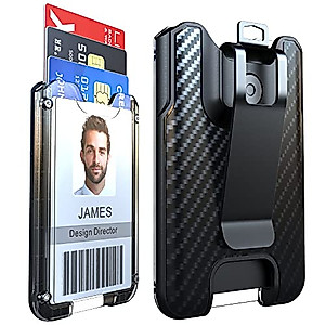 LIUGX Badge Holder / Card Holder / Portable Wallet with Metal Clip - Durable Polycarbonate ID/Credit Card Holder (Holds 1to 4 Cards) for Office, Laborer, Police, Work
