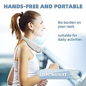 VERZAIX 2022 Upgraded Portable Neck Fan, Bladeless Portable Fan Rechargeable, Skin-Friendly 360° Rotation Personal Fan, Soft Hands Free Neck Fan, 3 Speeds 4000mAn Wearable Cooling Hanging Neck Fan