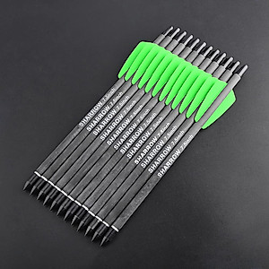 SHARROW Carbon Crossbow Bolts 7.5 Inch Hunting Archery Carbon Arrows with 2" Vanes Replaced Arrowhead Tip for Bow Shooting Practice Outdoor Hunting (Pack of 6/12) (6pcs Arrows)