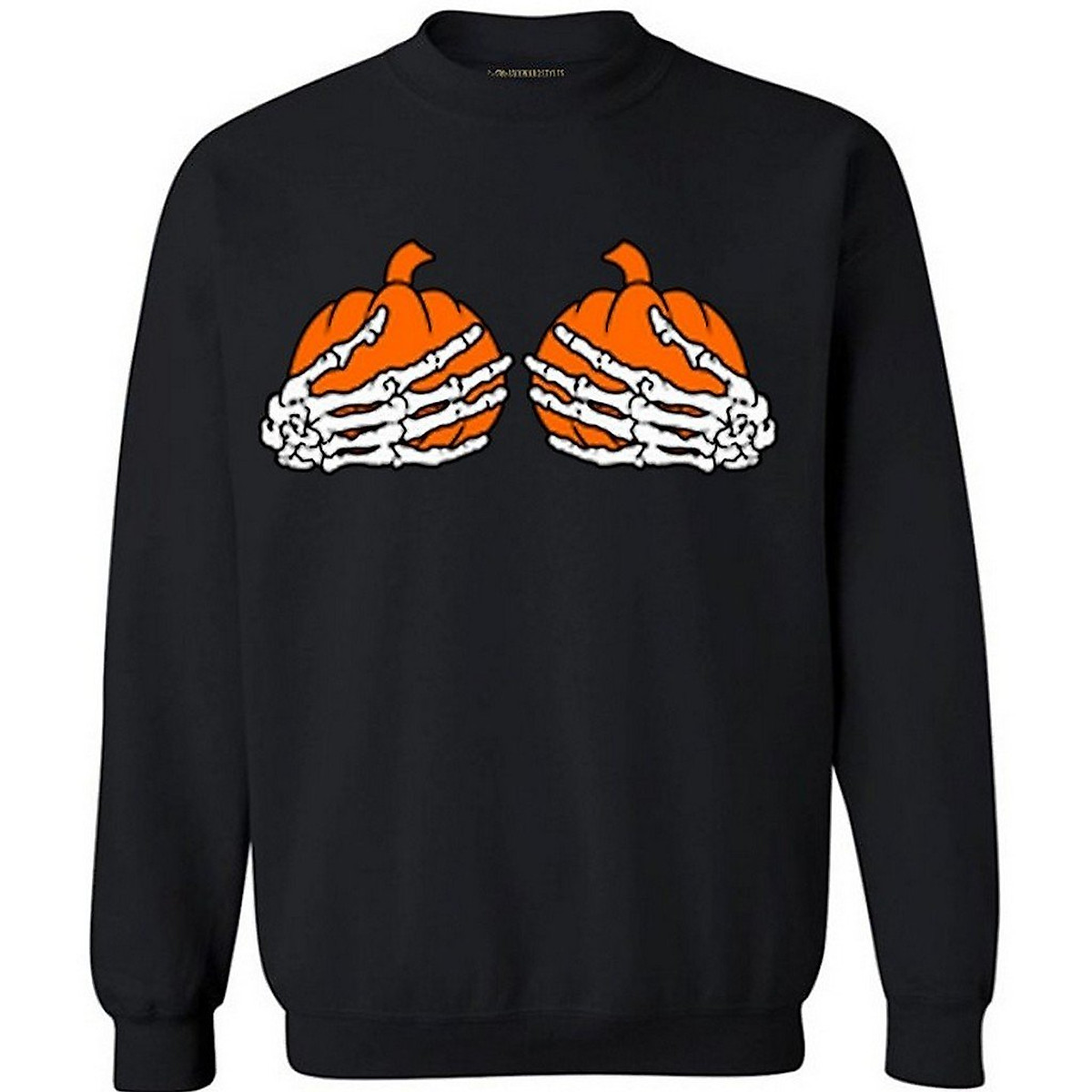 Awkwardstyles Pumpkin Skeleton Hands Boobs Sweater Halloween Sweatshirt XL Black