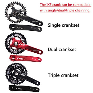 BUCKLOS IXF 104 BCD 30-52T Mountain Bike Crankset -Hollow Integrated MTB 170mm Crank Set- Aluminum Alloy Bike Crankset with Narrow Wide Tooth Chainring Bottom Bracket Bolts (Black/Red).
