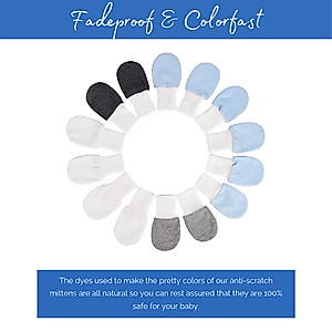 Anti-Scratch Mittens for Babies 0-3 Months - Pack of 7 Newborn Mitts - No Scratch Gloves for Boys - Cotton Gloves For Infants with Laundry Bag
