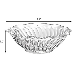 Elsjoy Set of 12 Plastic Dessert Bowls, 7 Oz Clear Small Plastic Bowls Mini Snack Bowl, 4.7 Inch Stackable Serving Bowls for Ice Cream, Candy, Nut, Fruits, Flower Shape