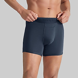 Tommy John Men's Trunk 4” Underwear, Second Skin Boxers with Supportive Contour Pouch, Soft Naturally Breathable Stretch Fabric Boxers for Men, Dress Blues, Large