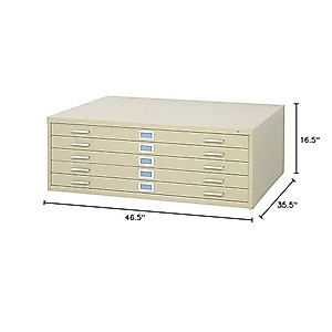 Safco Products 4996TSR Flat File for 42" W x 30" D Documents, 5-Drawer (Additional Options Sold Separately), Tropic Sand
