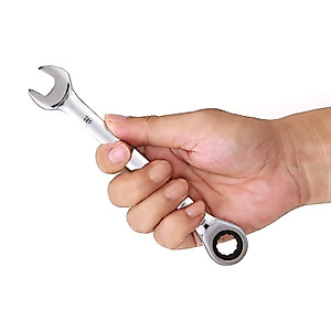 KINJOEK 7 PCS 6 mm 7mm 8mm 9mm 10mm 11mm 13 mm 12PT Ratchet Wrench set, Metric Ratcheting Wrench Set with 5° Movement and 72 Teeth for Projects with Tight Space