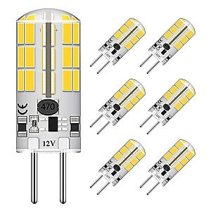 TAIYALOO GY6.35 LED Bulb 4W Equivalent to 25W- 30W Halogen Bulbs, T4 JC Type G6.35/GY6.35 Base, AC/DC 12V Daylight White 6000K GY6.35 Bulb, Not-Dimmable (6 Pack)