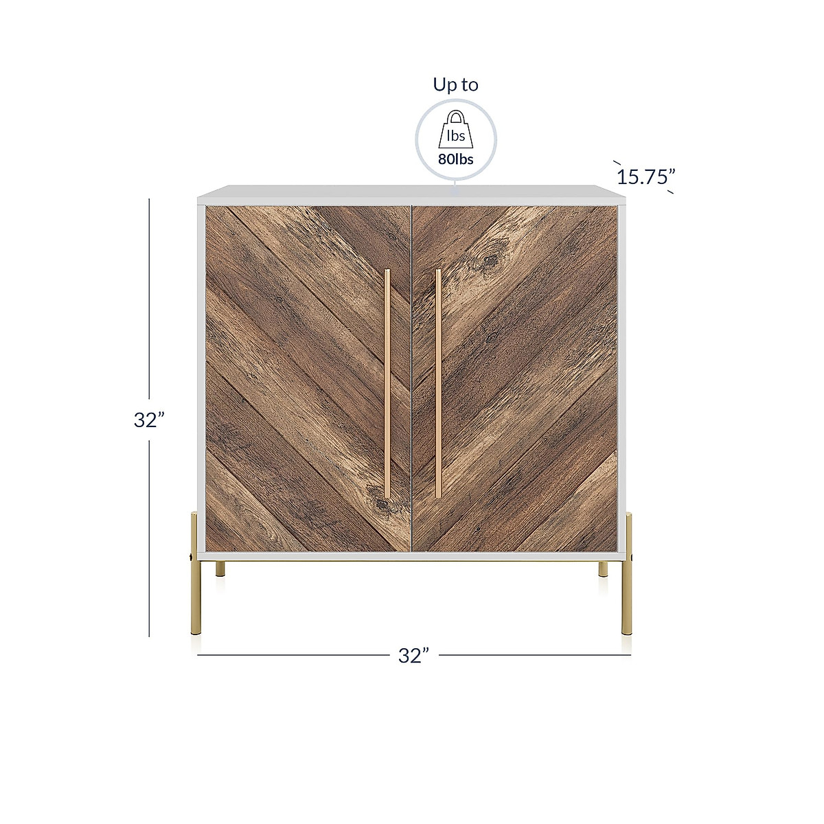 BELLEZE Set of 2 Sideboard Buffet Cabinet with Doors & Adjustable Shelves, Kitchen Storage Cabinet, Modern Accent Cabinet for Entryway, Living Room, or Bedroom, Storage Credenza - Harper (Rustic Oak)