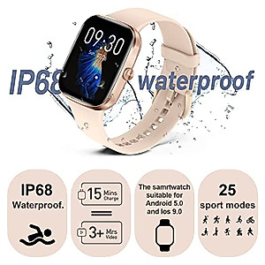 AZTTKIA Smart Watch, Fitness Tracker with 24/7 Blood Pressure and Heart Rate Monitors, Fitness Watch with IP68 Waterproof, 1.7" HD Large Screen Smartwatch Compatible with iOS Android