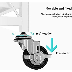 MagicFox Foldable Storage Shelf Unit on Wheels Large Capacity (No Assembly) Heavy Duty Steel 5-Shelving Organizer Rack for Kitchen, Garage and Laundry Bathroom Tool Organization(5 Tier (White)