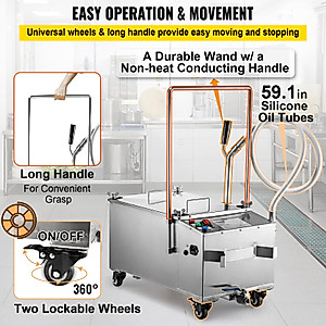 VEVOR Mobile Fryer Filter, 80 LBS/40 L/10.56 Gal Capacity, 300W Oil Filtration System with 5 L/min Flow Rate, Mobile Frying Oil Filtering System with 10 L/min Pump & Oil Hose, 110V/60Hz