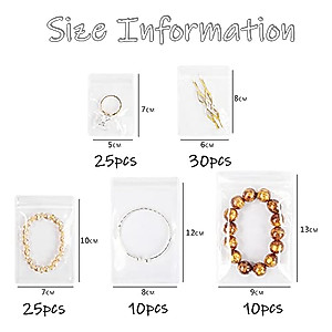 100PCS Jewelry PVC Storage Bags Self Seal Small Pouches Zipper Bag Clear Rings Earrings Packing Jewelry Transparent Lock Bags for Holding Jewelries Rings Earrings