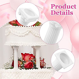 Hooshion 12Pcs 3 Size Roman Column Cake Tiered Stands, Fondant Cakes Tier Separator Support Stand, Multilayer Wedding Cake Decoration Support Tool Sets
