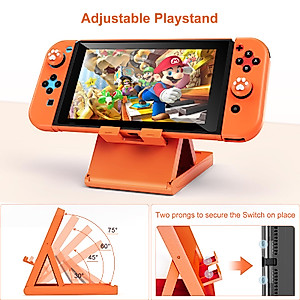 Younik Switch Accessories Bundle, 15 in 1 Orange Switch Accessories Kit for Girls Include Switch Carrying Case, Adjustable Stand, Protective Case for Switch Console & J-Con