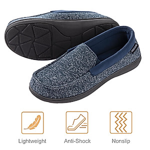 RockDove Men's Tweed Memory Foam Moc Slipper, Size 12 US Men, Navy