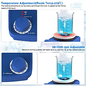 FOUR E'S SCIENTIFIC 310°C/590°F 5 Inch Magnetic Stirrer Hot Plate | Max 5L Stirring Capacity | 100-1500RPM | Aluminum Alloy Magnetic Mixer with Stir Bar