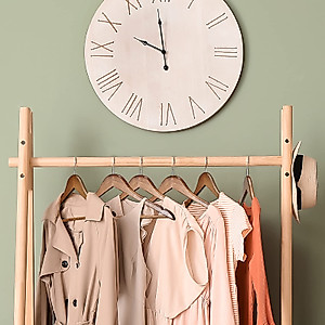 HOUSE DAY Wooden Hangers 10 Pack, Heavy Duty Walnut Coat Hangers for Closet, Smooth Finish Wooden Coat Hangers Suit Hangers with Non Slip Pants Bar, Sturdy Wood Clothes Hangers for Shirts, Walnut