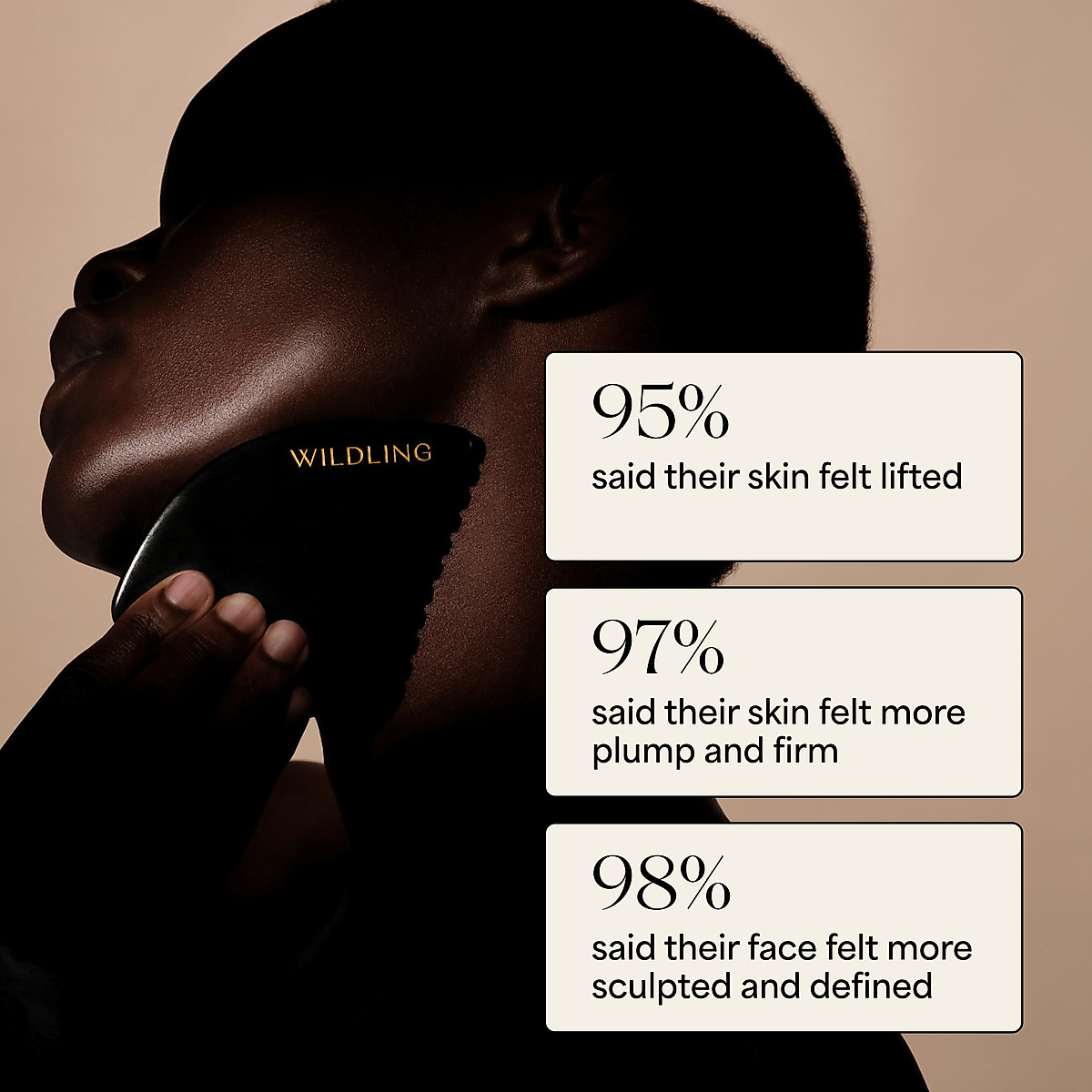 WILDLING Empress Stone Gua Sha Facial Stone I Facial Massage Stone to Lift, Plump, Tone + Sculpt I Patented Design Crafted with 100% Authentic Bian Stone